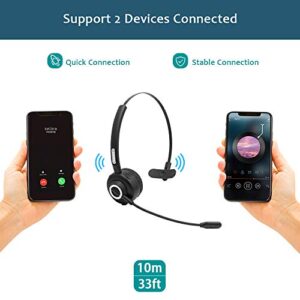 Golvery Bluetooth Headset with Microphone, Truck Driver Headset w/Charging Base, Wireless Office PC Hands-Free Headphone with Noise Canceling for Call Center, Skype, Supports Music 17 Hrs Talk Time