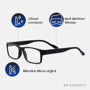 Readerest Blue Light Blocking Reading Glasses, UV Protection, Blue Light Glasses Men No Magnification