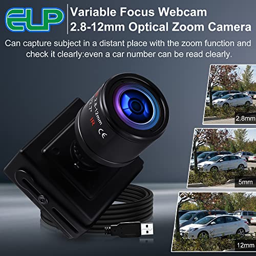 2.8-12mm Varifocal Lens Usb Camera High fps Full HD 1080p Web Camera with CMOS OV2710 Image Sensor,640X480@100fps USB2.0 Webcam Manual Zoom&Focus usb with Camera UVC for Use in Linux Windows Android