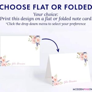 Personalized Floral Stationery Set, Stationery for Women, Personalized Thank You Cards, Personalized Note Cards, Your Choice of Colors and Quantity