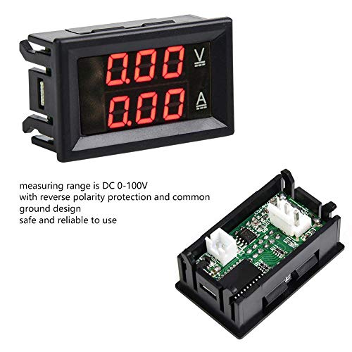 Digital Voltmeter Ammeter 3 Digit DC 0-100V 50A/100A Voltmeter Ammeter Gauge Dual LED Panel Red Blue(1)