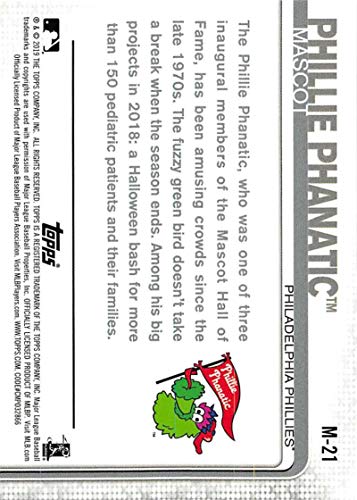 2019 Topps Opening Day Mascots Baseball #M-21 Phillie Phanatic Philadelphia Phillies Official MLB Trading Card