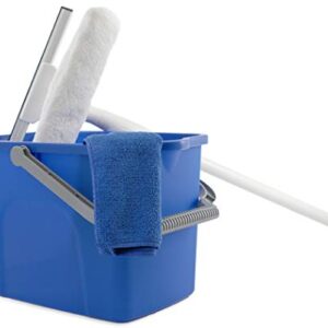 Unger Window Washing Starter Kit with 2-in-1 Microfiber Combi, Collapsible Pole, Microfiber Cloth, and Bucket