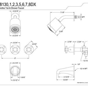 Kingston Brass KBX8130DX Concord Tub and Shower Faucet, Matte Black, 7.13 x 10.56 x 5.13