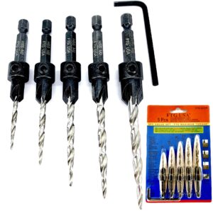 ftg usa countersink drill bit set 5 pc #4#6#8#10#12 tapered drill bit for woodworking