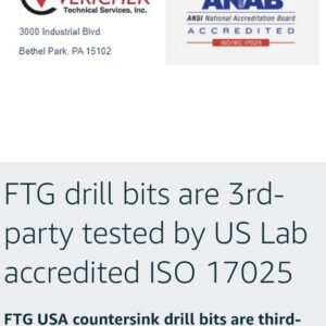 FTG USA Countersink Drill Bit Set 5 Pc #4#6#8#10#12 Tapered Drill Bit for Woodworking