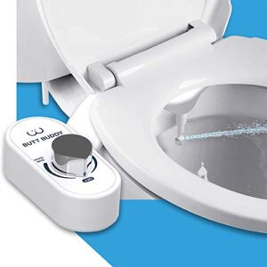 butt buddy - bidet toilet seat attachment & fresh water sprayer (easy to install, universal fit, no plumbing or electricity required | self-cleaning nozzle, adjustable pressure control, usa stock)