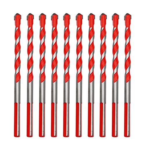 Sipery Multi-Material Masonry Drill Bits 10Pcs Tungsten Carbide Twist Drill Bits 6mm/0.24inch Drill Bits (Harder) for Drilling in Tile, Glass, Concrete, Brick, Wood, and Plastic