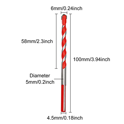 Sipery Multi-Material Masonry Drill Bits 10Pcs Tungsten Carbide Twist Drill Bits 6mm/0.24inch Drill Bits (Harder) for Drilling in Tile, Glass, Concrete, Brick, Wood, and Plastic