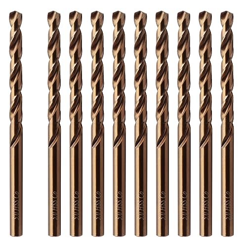 Sipery 10Pcs M35 Cobalt HSS Twist Drill Bits 5mm with Straight Shank, Drilling for Stainless Steel, Copper, Aluminum Alloy and Softer Materials