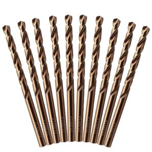 Sipery 10Pcs M35 Cobalt HSS Twist Drill Bits 5mm with Straight Shank, Drilling for Stainless Steel, Copper, Aluminum Alloy and Softer Materials