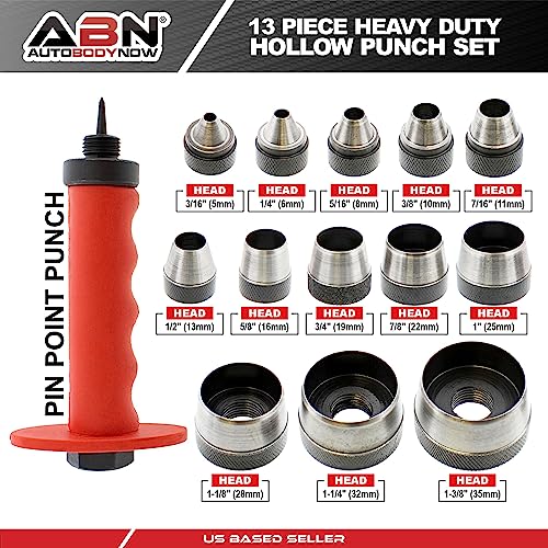 ABN Hollow Punch Kit Leather Punches Tools Hole Punch Set Gasket Punch Set Gasket Cutter 3/16 to 1-3/8in (5-35mm)