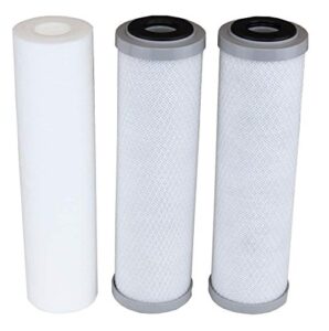 compatible apec filter-set bottom 3 filters for model roes-50, roes-75, ro-45, ro-90, ro-ph90, ro-perm, ro-pump, ro-hi, wfs-1000, roes-uv75, roes-ph75, roes-phuv75, roes-uv75-ss, 1 sediment, 2 carbon