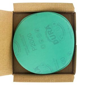 Dura-Gold Premium 5" Green Film Sanding Discs - 2000 Grit (Box of 50) - Hook & Loop Backing Sandpaper Discs for DA Sanders, Finishing Cut Abrasive, Sand Automotive Paint Car Detailing Woodworking Wood