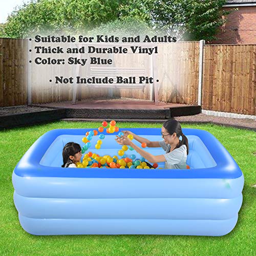 HIWENA Inflatable Family Swim Play Center Pool, 83" x 57" x 26" Giant Swimming Pool Summer Water Fun with Inflatable Soft Floor (83" Blue)