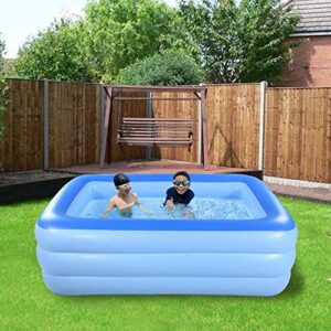 HIWENA Inflatable Family Swim Play Center Pool, 83" x 57" x 26" Giant Swimming Pool Summer Water Fun with Inflatable Soft Floor (83" Blue)