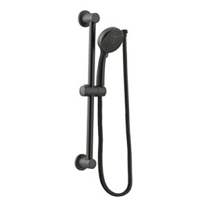 moen matte black eco-performance 4-spray pattern detachable handheld showerhead with 69-inch-long hose and 30-inch slide bar, 3669epbl