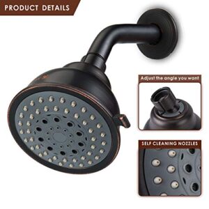 Voolan High Pressure Shower Head - 5 Function Rain Shower Head - Comfortable Shower Experience Even at Low Water Flow - Oil-Rubbed Bronze