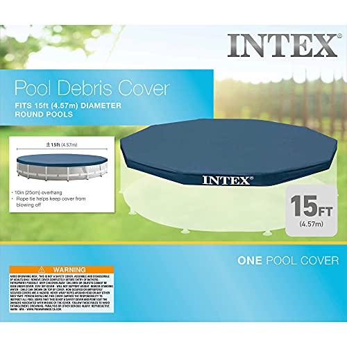 Intex 26723EH 15 Feet by 42 Inches Prism Frame Above Ground Swimming Pool Set with Debris Cover, Ladder, and 120 Volt 1000 GPH Cartridge Filter Pump