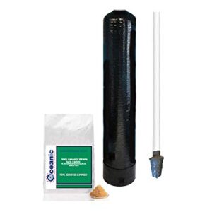 Replacement Water Softener Tank + Pre-loaded 10% Cross Linked Cation Resin and Riser Tube | 12" x 52" - 2.0 Cubic Ft | 64,000 Grain