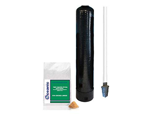 Replacement Water Softener Tank + Pre-loaded 10% Cross Linked Cation Resin and Riser Tube | 12" x 52" - 2.0 Cubic Ft | 64,000 Grain