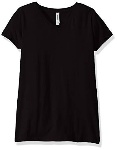 AquaGuard Women's Fine Jersey V-Neck Longer Length T-Shirt-3 Pack, Black, XL