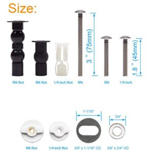 Hibbent Universal Toilet Seats Screws and Bolts Metal - Toilet Seat Hinges Bolt Screws, Toilet Seat Fixings Expanding Rubber,Toilet Seat Replacement Parts Kit(5 Choices)