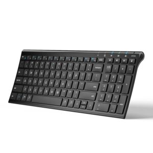 iclever bk10 bluetooth keyboard, wireless bluetooth keyboard, rechargeable bluetooth 5.1 multi device keyboard with number pad full size stable connection for mac, windows, ios, android, laptop