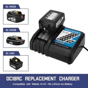 DC18RC Replacement Charger Compatible with Makita 14.4V-18V Lithium ion Battery BL1815 BL1830 BL1840 BL1850 BL1430 BL1440 BL1450