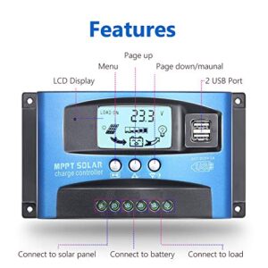 Fuhuihe 30A MPPT Solar Charge Controller with LCD Display,Multiple Load Control Modes