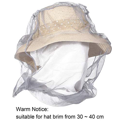 Hestya 4 Pack Mosquito Net Mesh Face Neck Fly Netting Hood from Bugs Gnats No See Net with Carry Bags for Outdoor(Gray)