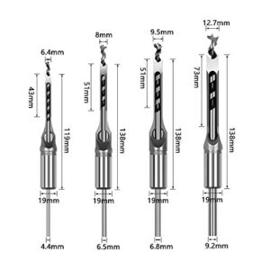 WSOOX Square Hole Drill Bits for Wood, Woodworking Hole Saw Mortising Chisel Drill Bits (Size: 1/4 inch, 5/16 inch, 3/8 inch, 1/2 inch)