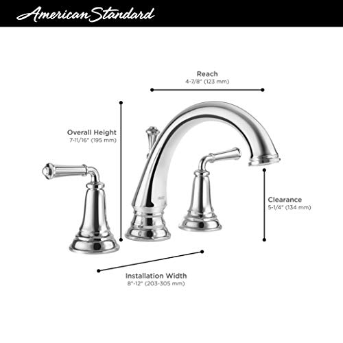 American Standard 7052807.013, Delancey 8-Inch Widespread 2-Handle Bathroom Faucet 1.2 GPM, Polished Nickel