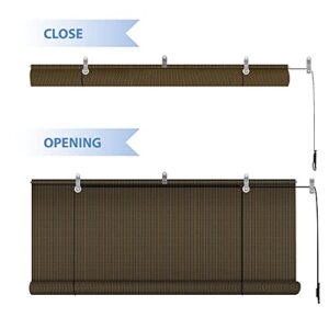 E&K Sunrise 6'W x 6'H Roll Up Shade Outdoor Roller Shade Blind Sun Shade UV Block for Patio Porch Backyard Gazebo Deck Pergola (Brown)