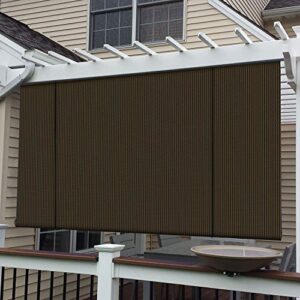 E&K Sunrise 6'W x 6'H Roll Up Shade Outdoor Roller Shade Blind Sun Shade UV Block for Patio Porch Backyard Gazebo Deck Pergola (Brown)