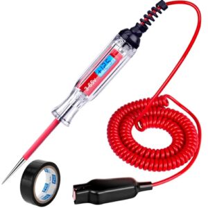 heavy duty 3-65v backlit digital lcd circuit tester, test light with 140 inch extended spring wire, car truck low voltage & light tester with stainless probe