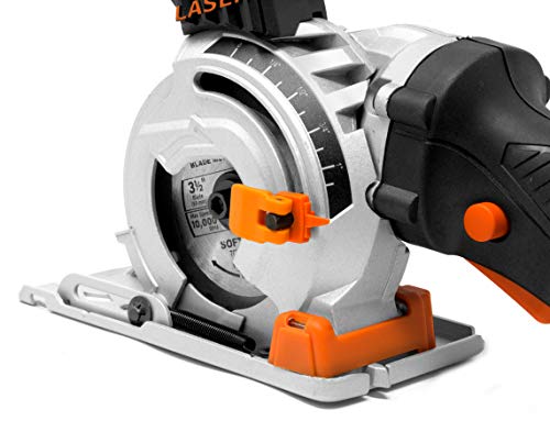 WEN 3620 5-Amp 3-1/2-Inch Plunge Cut Compact Circular Saw with Laser, Carrying Case, and Three Blades