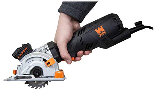 WEN 3620 5-Amp 3-1/2-Inch Plunge Cut Compact Circular Saw with Laser, Carrying Case, and Three Blades