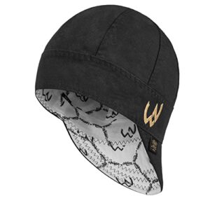 welder nation 8 panel welding cap, 100% cotton, duck canvas exterior, protective, durable men’s hats with no unicorn peak for welding, heavy-duty jobs - premium, comfortable welder hat - 10 oz, 7 1/2