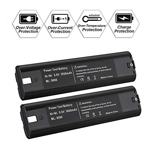 TOPBATT 3.6Ah Replacement Battery Compatible with Makita 9.6V Battery 9000 9001 9002 9033 9600 193890-9 192696-2 632007-4 2Pack