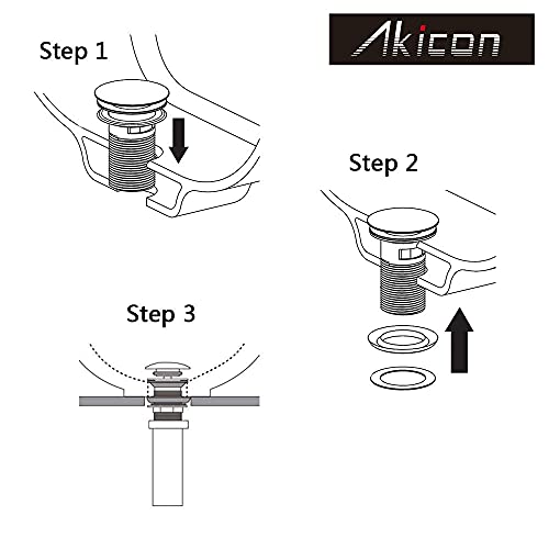 Copper Push Button Bathroom Sink Drain Stop & Pop up Lavatory Stopper with Overflow Bathroom Basin - Akicon