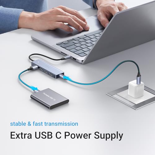 UGREEN USB C Hub 4 Ports, USB C to USB Hub with 4 USB 3.0, Powered USB C Splitter for Laptop, MacBook Pro, iMac, iPad Pro, Chromebook, Dell XPS, iPhone 15/15 Pro, Galaxy S23, and More, 0.5FT