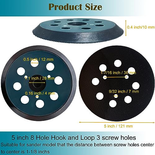 5 Inch Dia 8 Hole Sander Hook and Loop Replacement Sanding Pad For Makita BO5010, BO5030/K, BO5031K, BO5041K, XOB01Z Sander