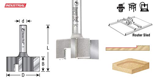 Amana Tool 45525 Carbide Tipped 1-1/8 Dia x 1/2 CH x 1/4 Shk x 1-19/32 Long Spoilboard Surfacing & Flattening 3-Flute Router Bit