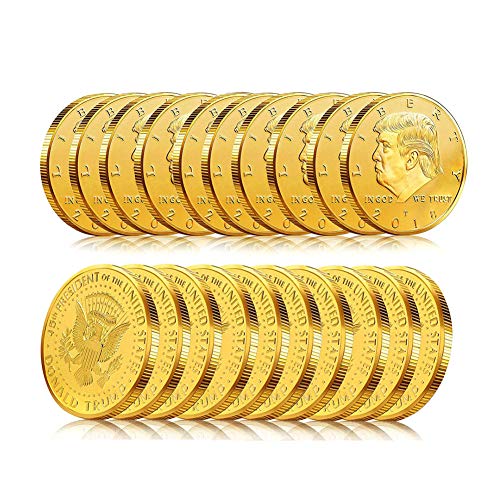 Escolourful Donald Trump Gold Coin Set, Commemorative Gold Plated Replica Coins 2018, 45th President