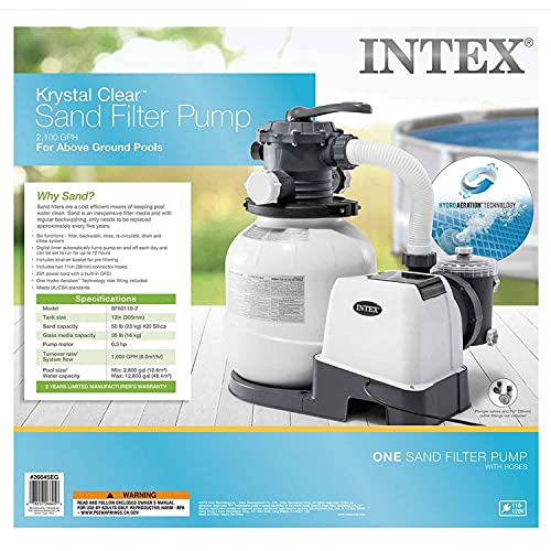 Intex 2100 Gallon Per Hour Above Ground Pool Sand Filter Pool Pump with Deluxe Pool Maintenance Kit and Automatic 24 Hour Timer