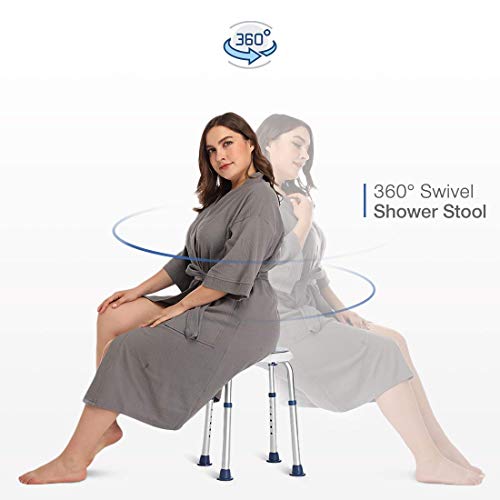 GreenChief Shower Chair for Inside Shower, 360 Degree Swivel Shower Stool, Small Shower Seat for Bathtub, Bathroom Tub Chair with Adjustable Height for Elderly, Handicap, Senior, Adults (300lbs)