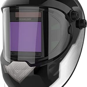 YESWELDER Large Viewing True Color Solar Powered Auto Darkening Welding Helmet with Side View, 4 Arc Sensor Wide Shade 4/5-9/9-13 Welder Mask for TIG MIG ARC Grinding Plasma LYG-Q800D-A