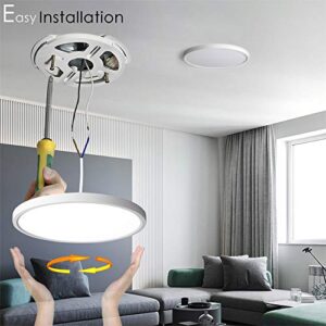 TALOYA Flush Mount 12 Inch Ceiling Light (Milk White Shell), 20W Surface Mount LED Light Fixture for Bedroom Kitchen,3 Color Temperatures in One（3000k/4000k/6500k),0.94 Inch Thickness Round