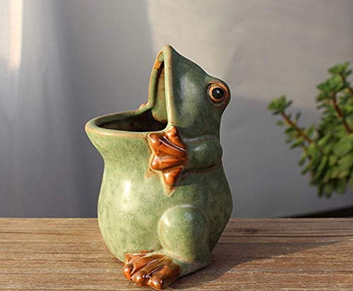 MONMOB Ceramic Frog Shaped Plant Pot/Bonsai Pot/Flower Pot/Succulent Planter Multipurpose Pot